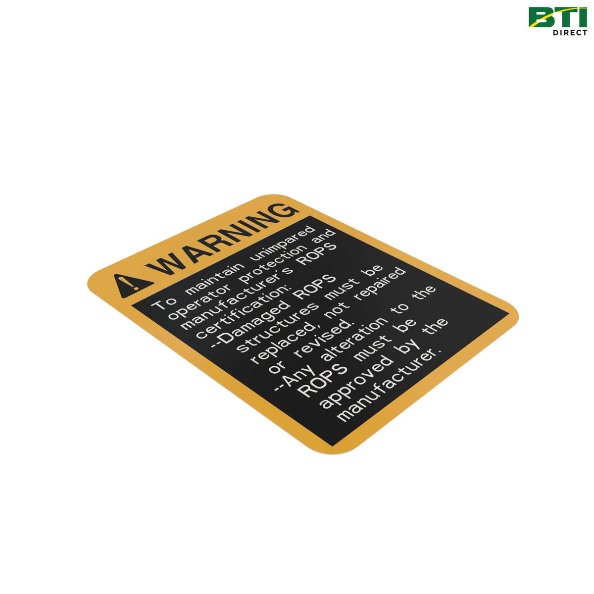 R120124: ROPS Warning Label, English – BTI Direct